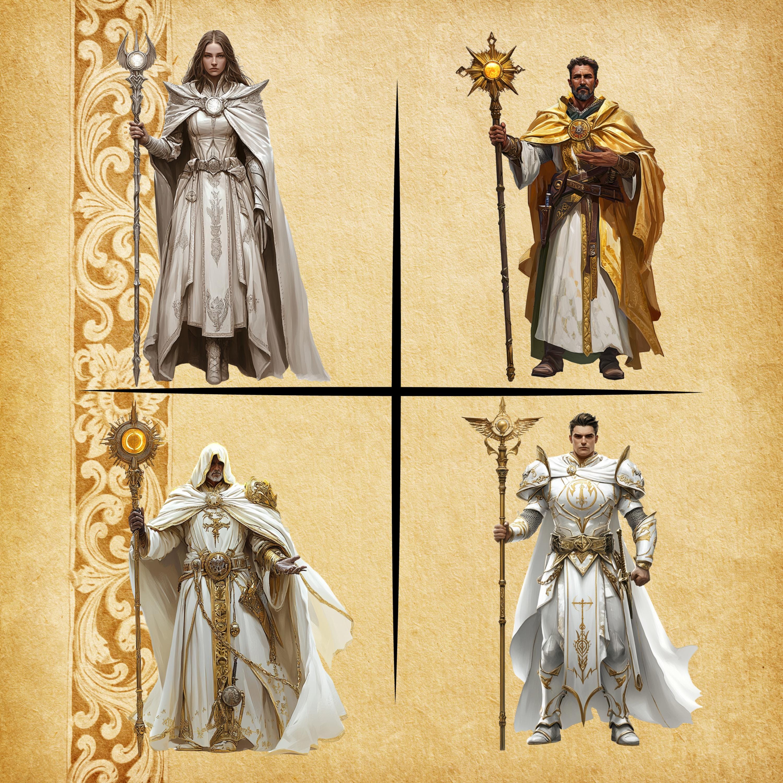 Human Holy Priests – 24 Fantasy Cliparts , Transparent Background Pngs ...