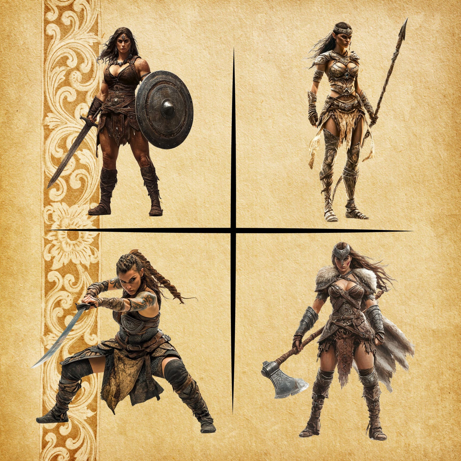 Amazon Female Warriors – 20 Cliparts , 300 DPI , Transparent Background ...