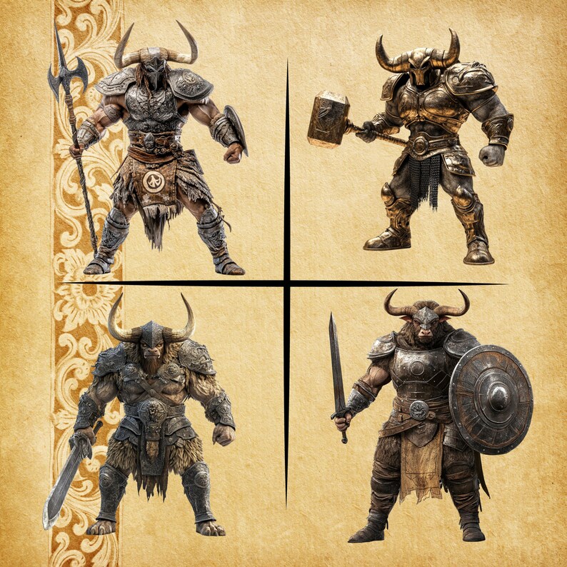 Bull Warriors Clipart – Fierce and Powerful Warriors With Bull Themes ...
