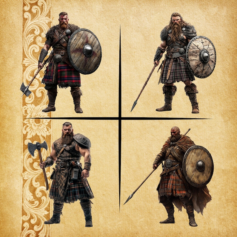 Scottish Highlander Warriors – 20 Cliparts of Fierce Highland Warriors ...
