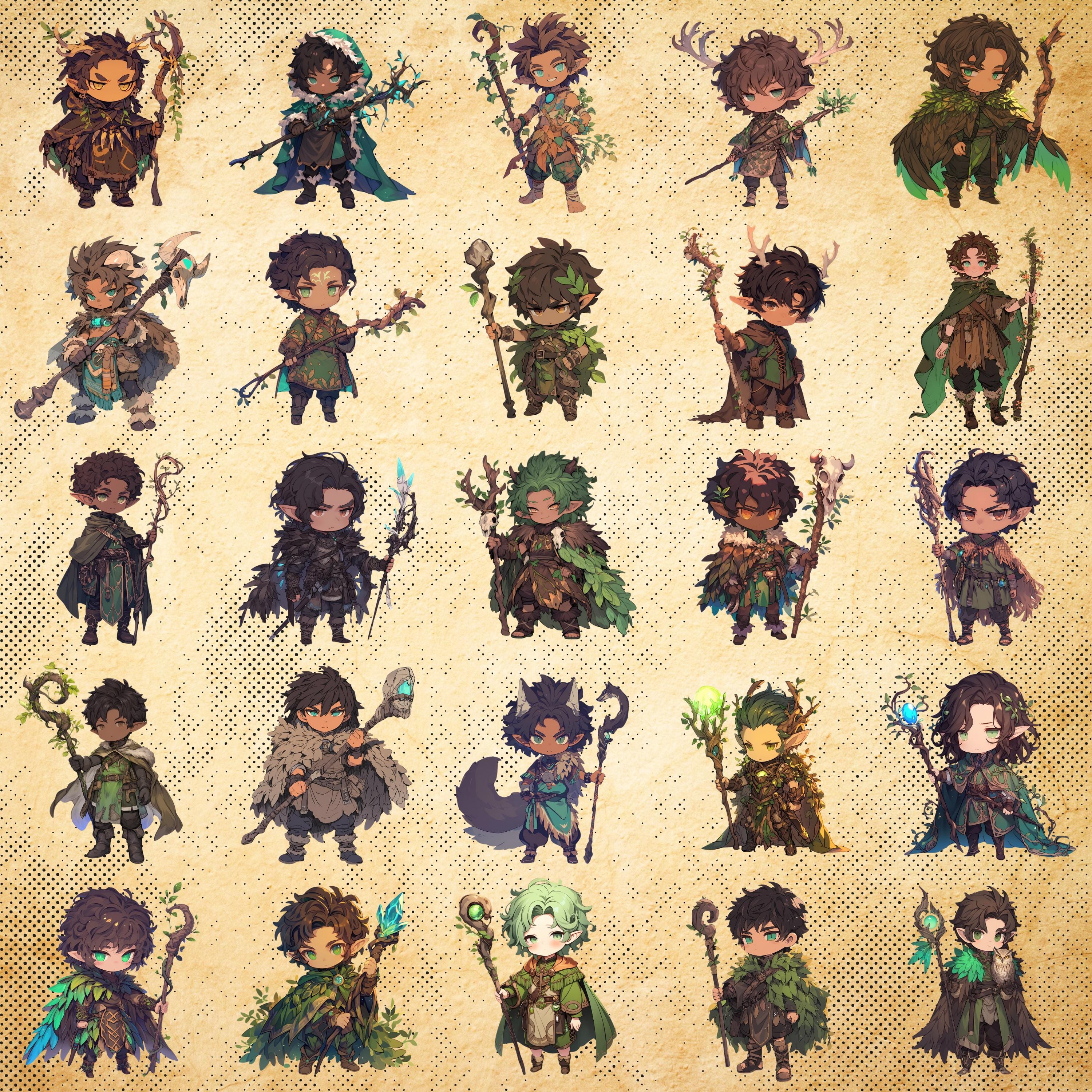 Chibi Elf Druids – 50 Enchanted Nature Guardians Cliparts , Transparent ...