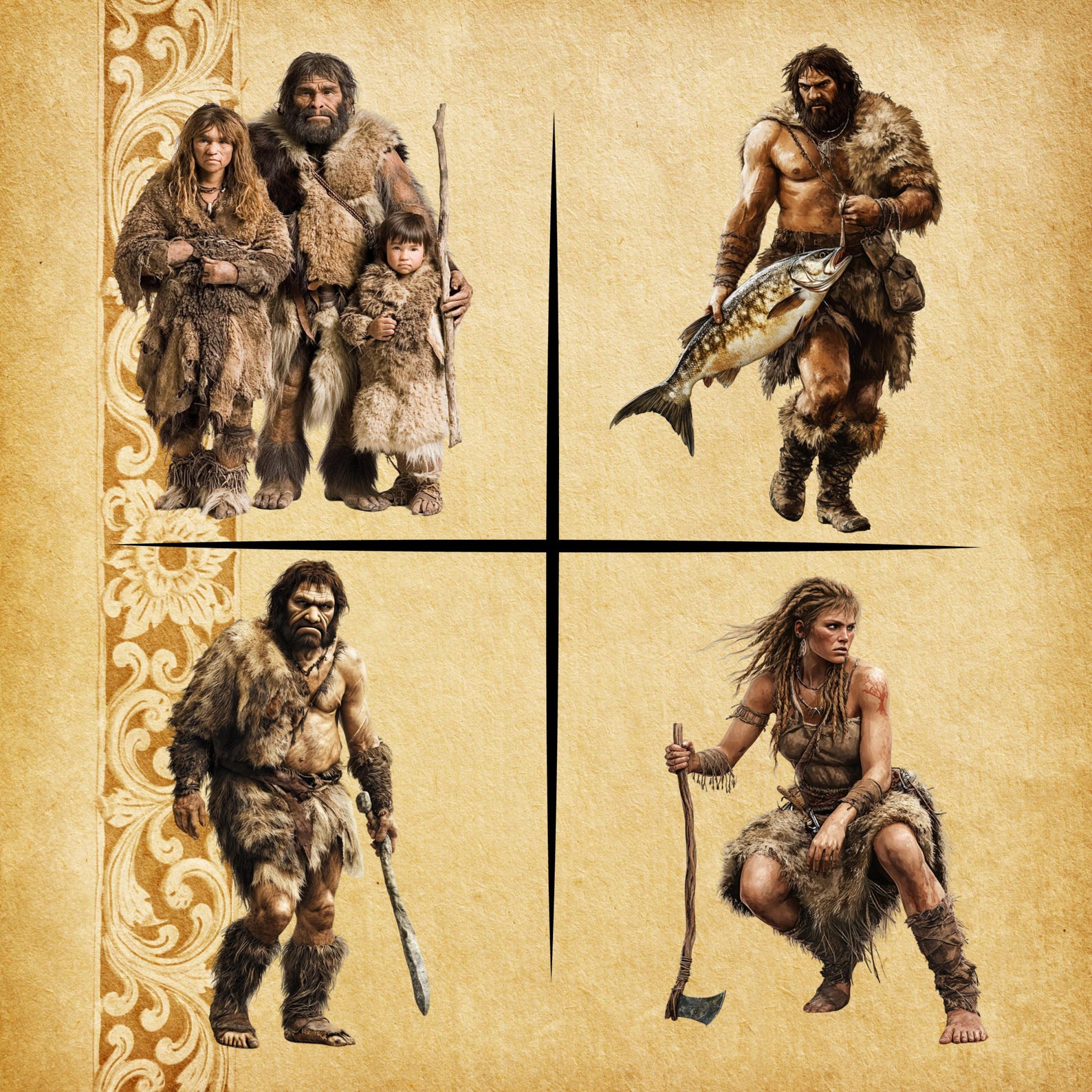 Neanderthal People Clipart – Prehistoric Humans From the Stone Age – 20 ...