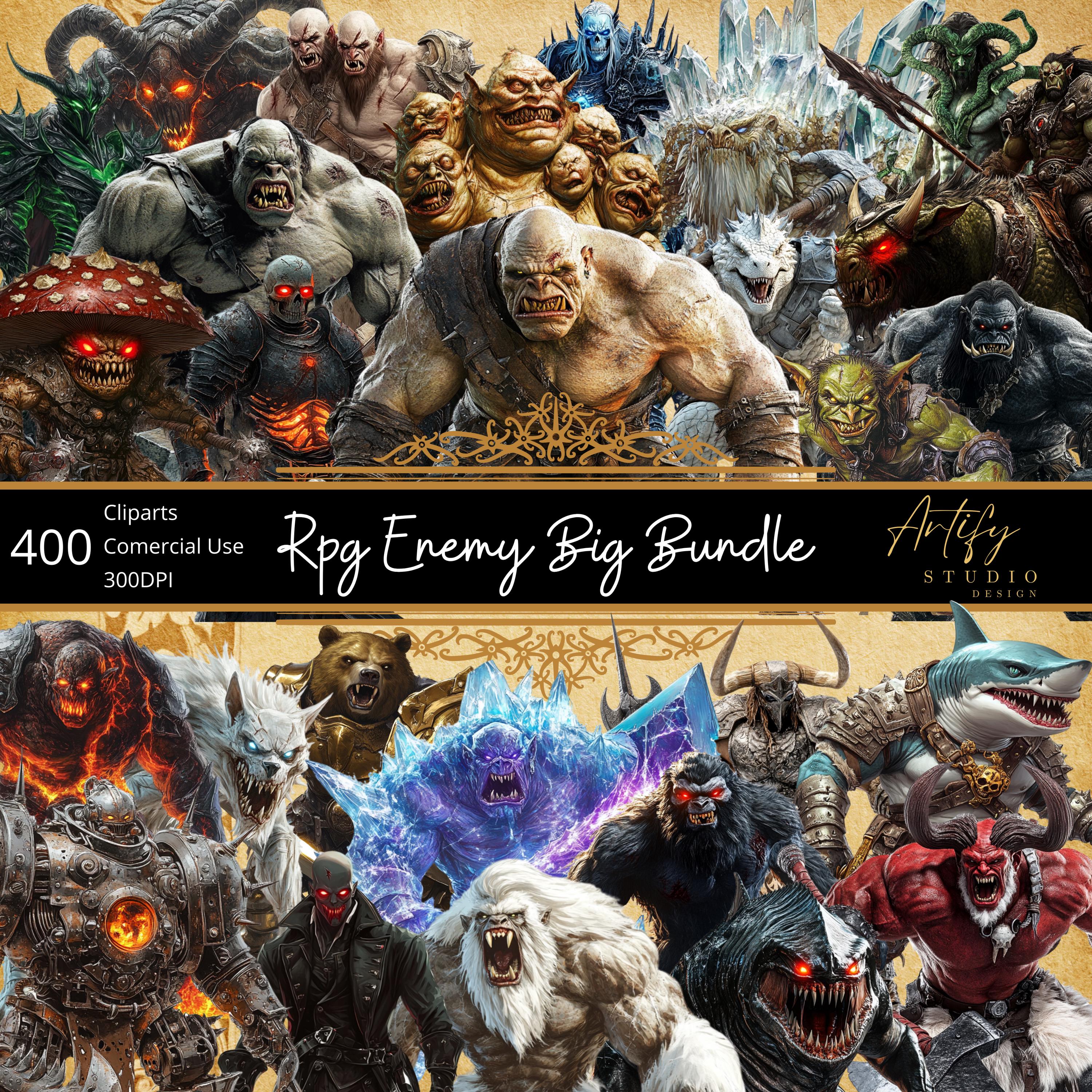 RPG Enemy Big Bundle – 20 Clip Art Packs , 400 Pngs for Your Fantasy ...