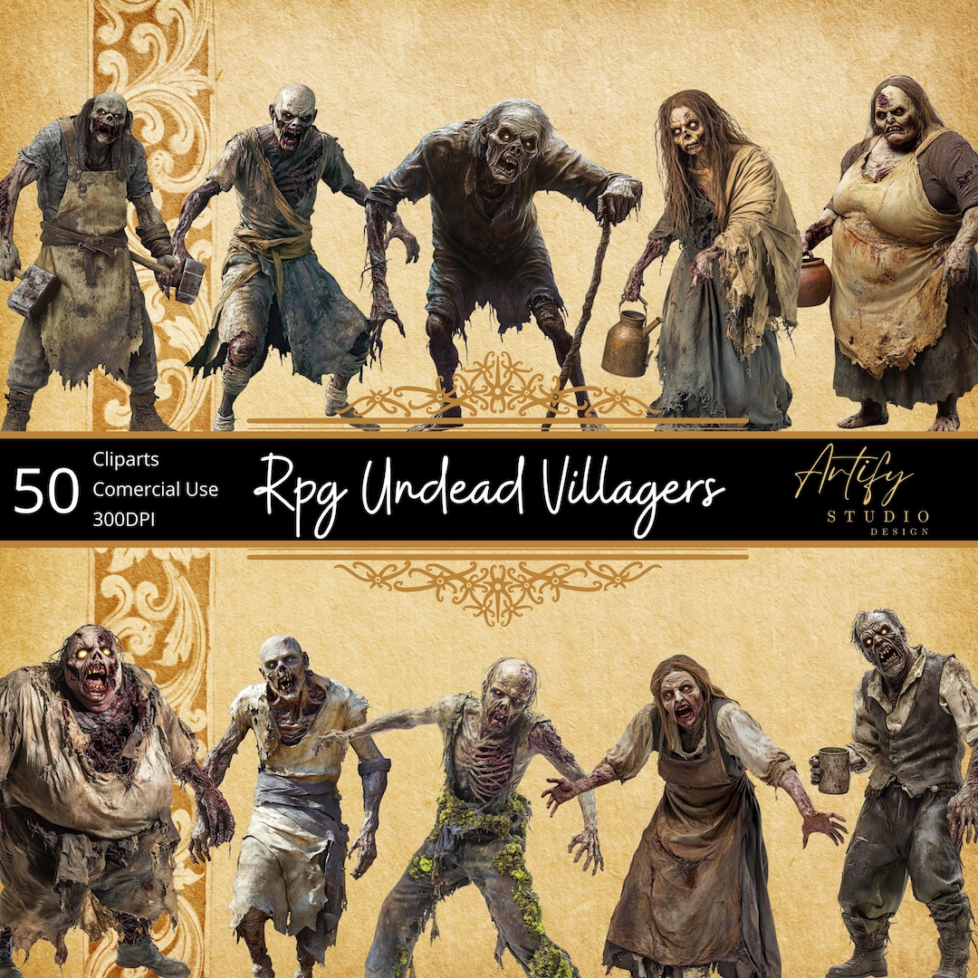 RPG Undead Villagers – 50 Fantasy Cliparts , 300 DPI , Transparent ...