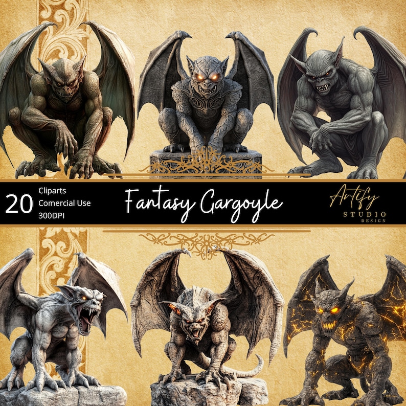 Fantasy Gargoyle – 20 Cliparts , 300 DPI , Transparent Background ...