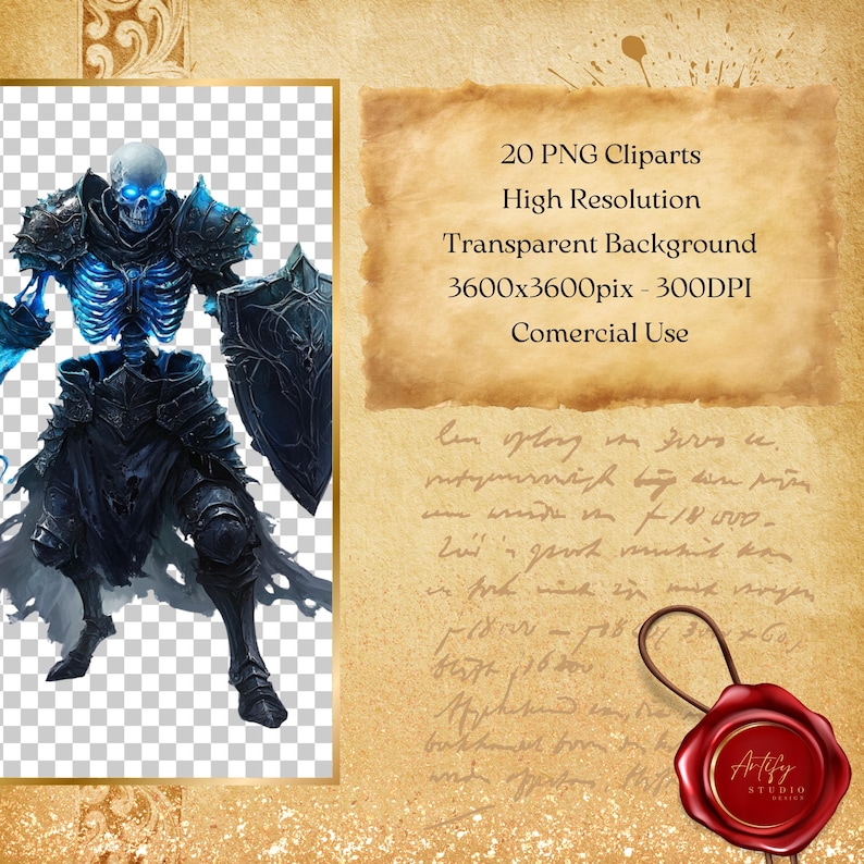 Skeleton Knights Fantasy RPG Cliparts, Commercial Use, Dnd, RPG , PNG ...