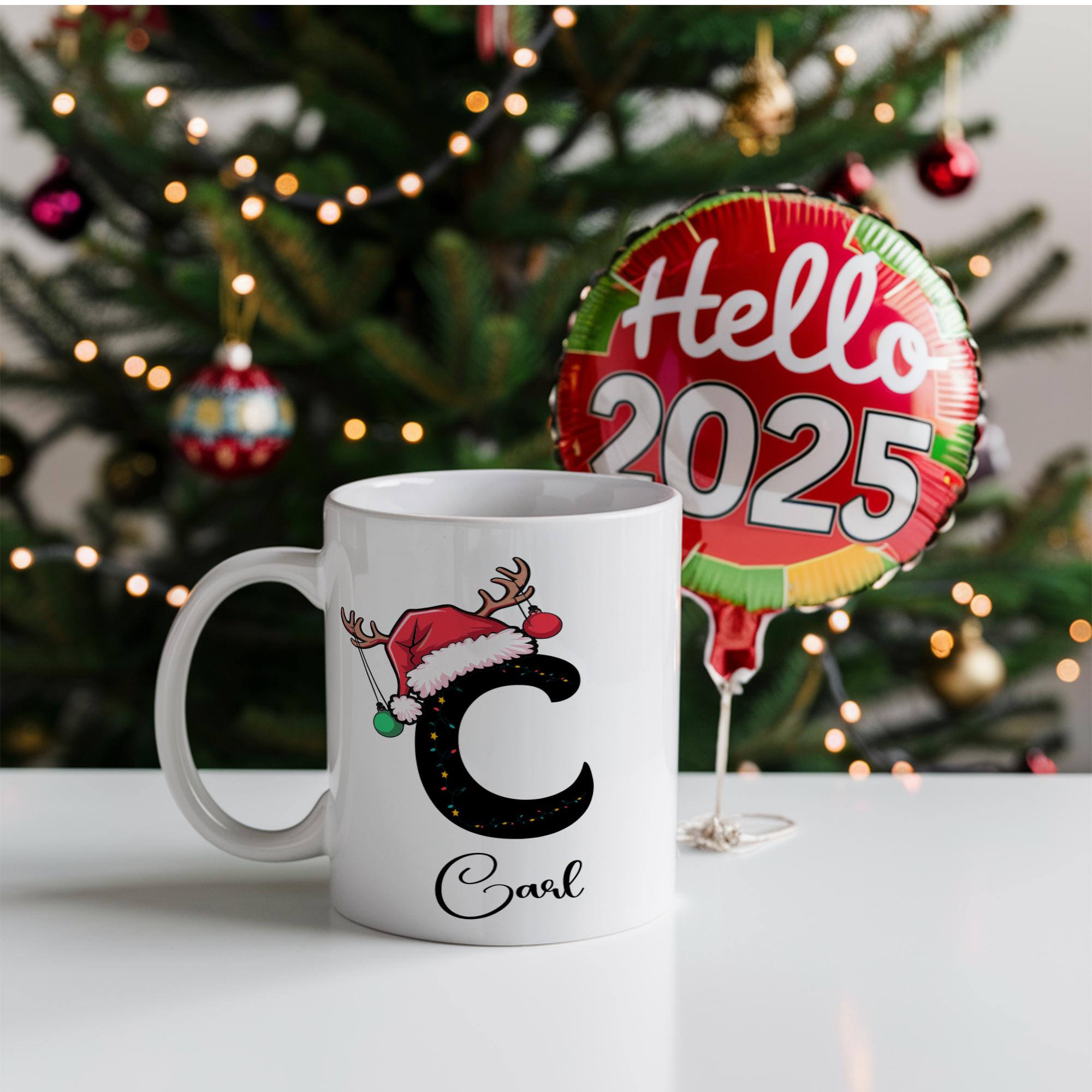Personalized Letter Mug, Custom Initial Mug, Personalized Gift, White ...