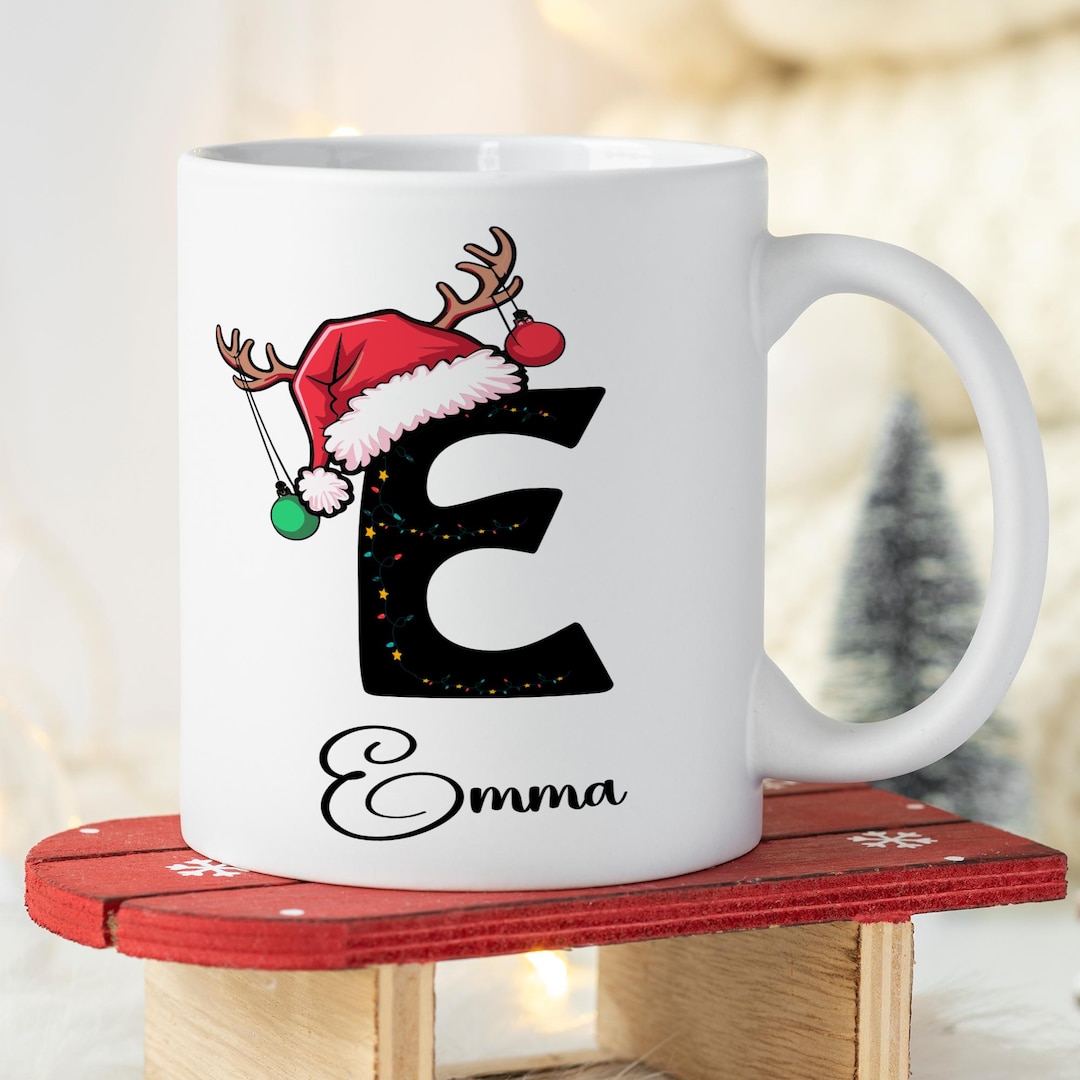 Personalized Letter Mug, Custom Initial Mug, Personalized Gift, White ...