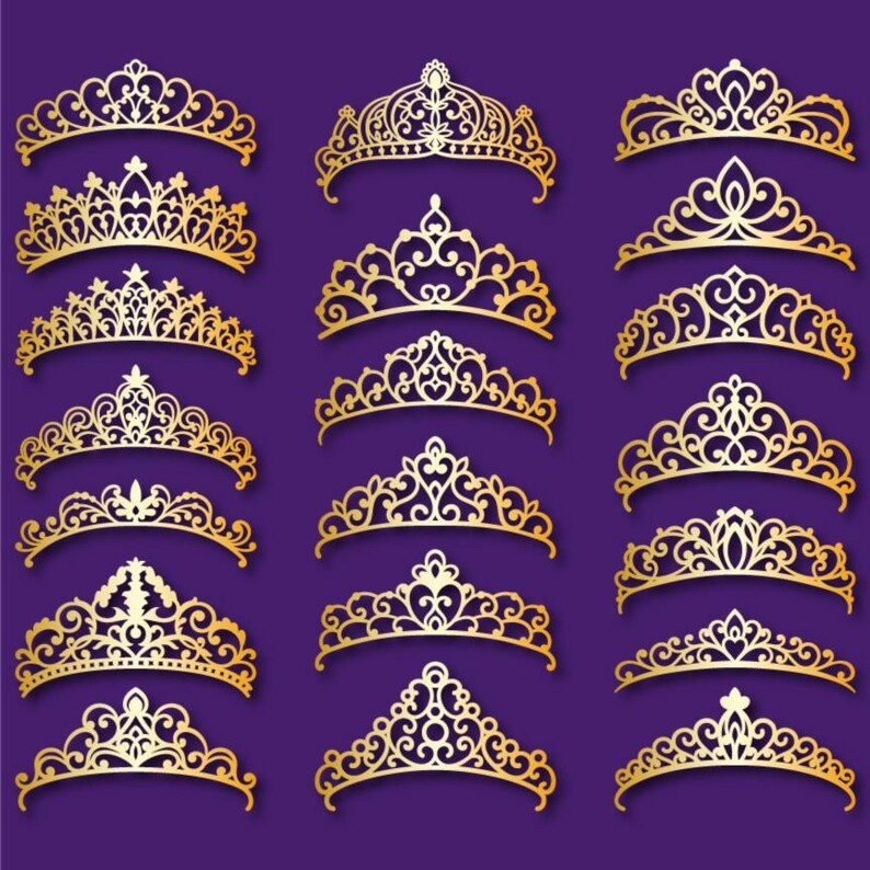Princess Tiara SVG Bundle | 20 Crown Clipart Cut Files for Cricut ...