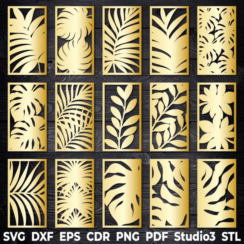 Tropical Leaves Panel SVG, Laser Cut File, Palm Leaf Pattern, Cricut ...
