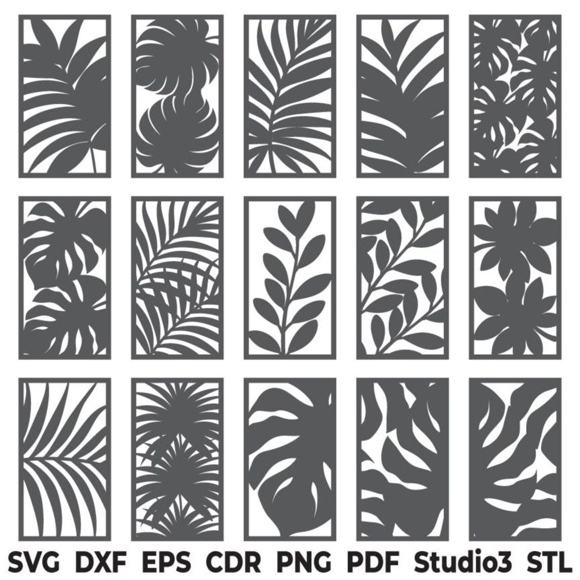Tropical Leaves Panel SVG, Laser Cut File, Palm Leaf Pattern, Cricut ...