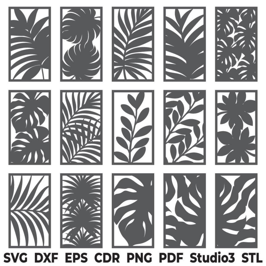 Tropical Leaves Panel SVG, Laser Cut File, Palm Leaf Pattern, Cricut ...