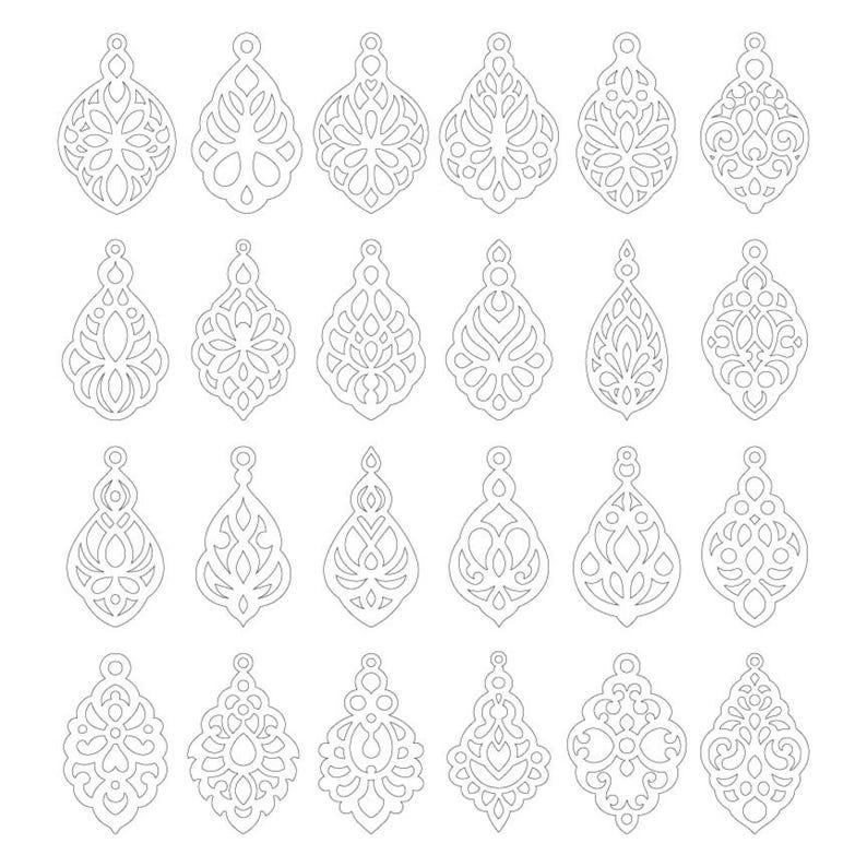 Earring Templates Set for Laser Cutting, 24 Intricate Modern SVG ...