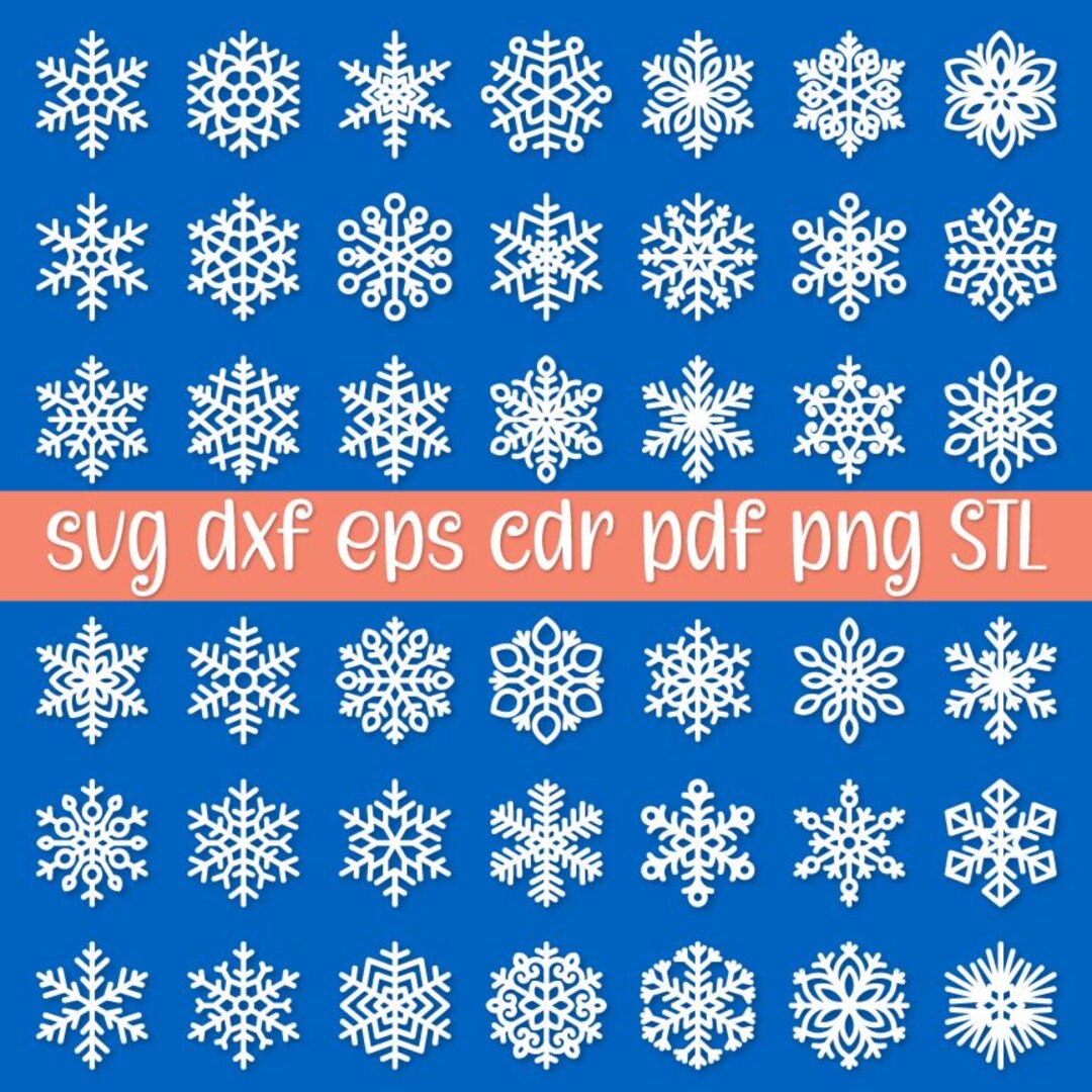 Set of 42 Digital Snowflake Cutting Designs, Snowflakes SVG, Snowflakes ...