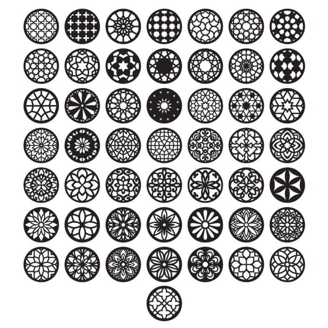 50 Round Coaster SVG Templates | Laser Cut DIY Pattern Bundle ...