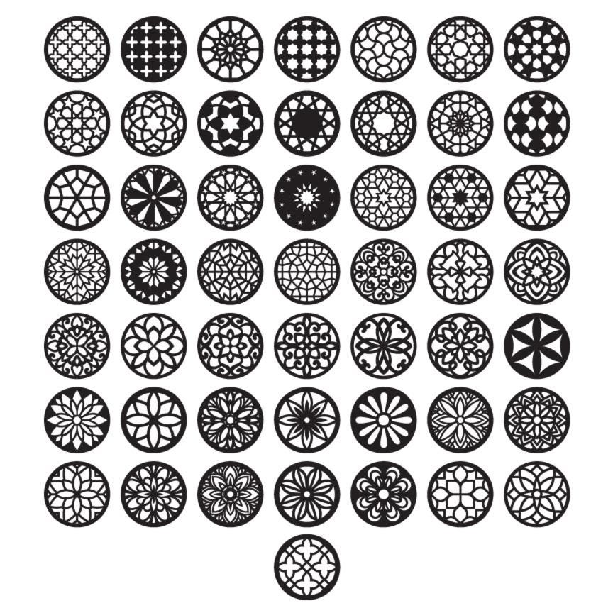 50 Round Coaster SVG Templates, Laser Cut DIY Pattern Bundle, Intricate ...