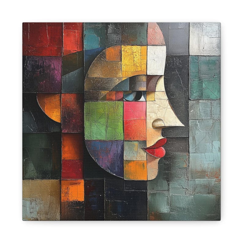 Bold Abstract Cubist Portrait - Modern Oil Painting Print - Etsy