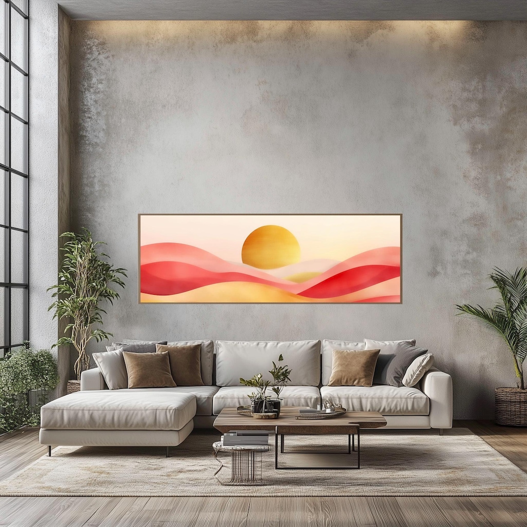 Minimalist Abstract Sunset Landscape Art Print - Modern Desert Waves - Etsy