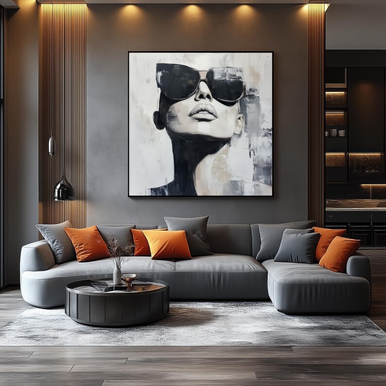 Bold Monochromatic Portrait - Minimalist Female Art Print With ...
