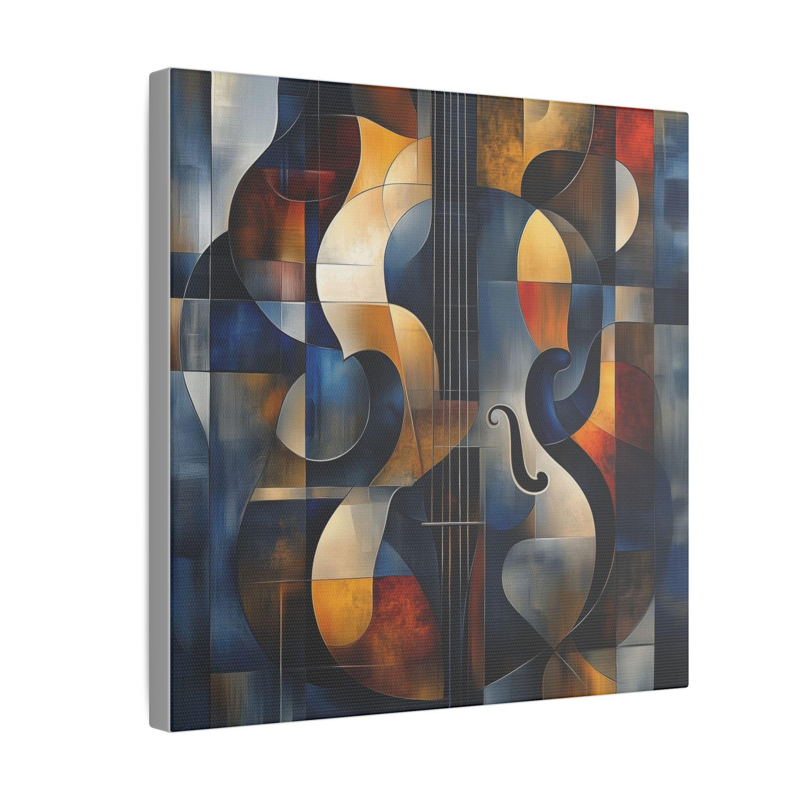 Abstract Geometric Guitar Art Print - Vibrant Cubist Music-inspired ...