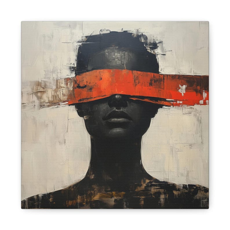 Bold Vision - Minimalist Abstract Portrait With Red Brushstroke - Etsy