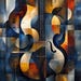 Abstract Geometric Guitar Art Print - Vibrant Cubist Music-inspired ...
