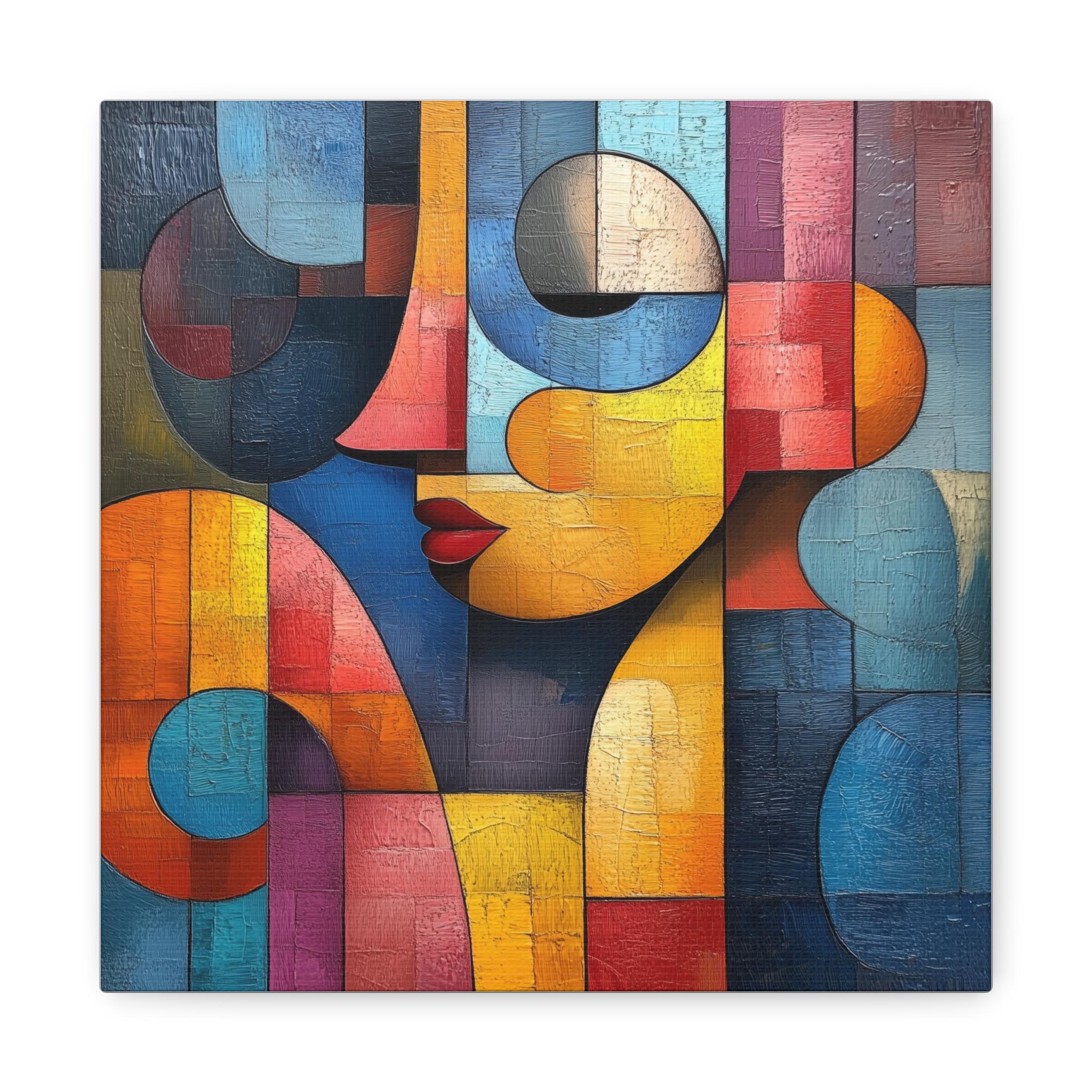 Colorful Geometric Cubist Portrait - Modern Abstract Art Oil Painting ...