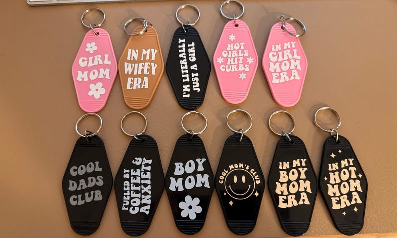 Cute Motel Keychain Custom Design and Personalized Permanent Vinyl ...