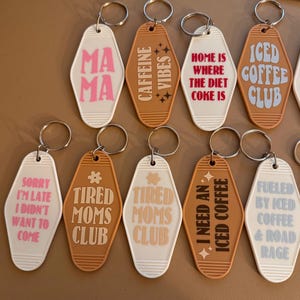 Cute Motel Keychain Custom Design and Personalized Permanent Vinyl ...