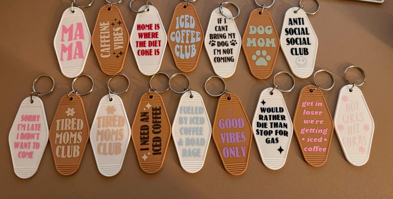 Cute Motel Keychain Custom Design and Personalized Permanent Vinyl ...