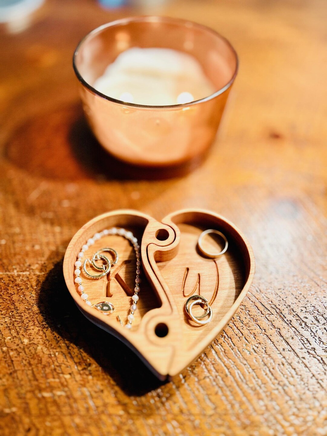 Personalized Wood Ring Tray: Yin Yang Heart-shaped Catch-all Dish - Etsy