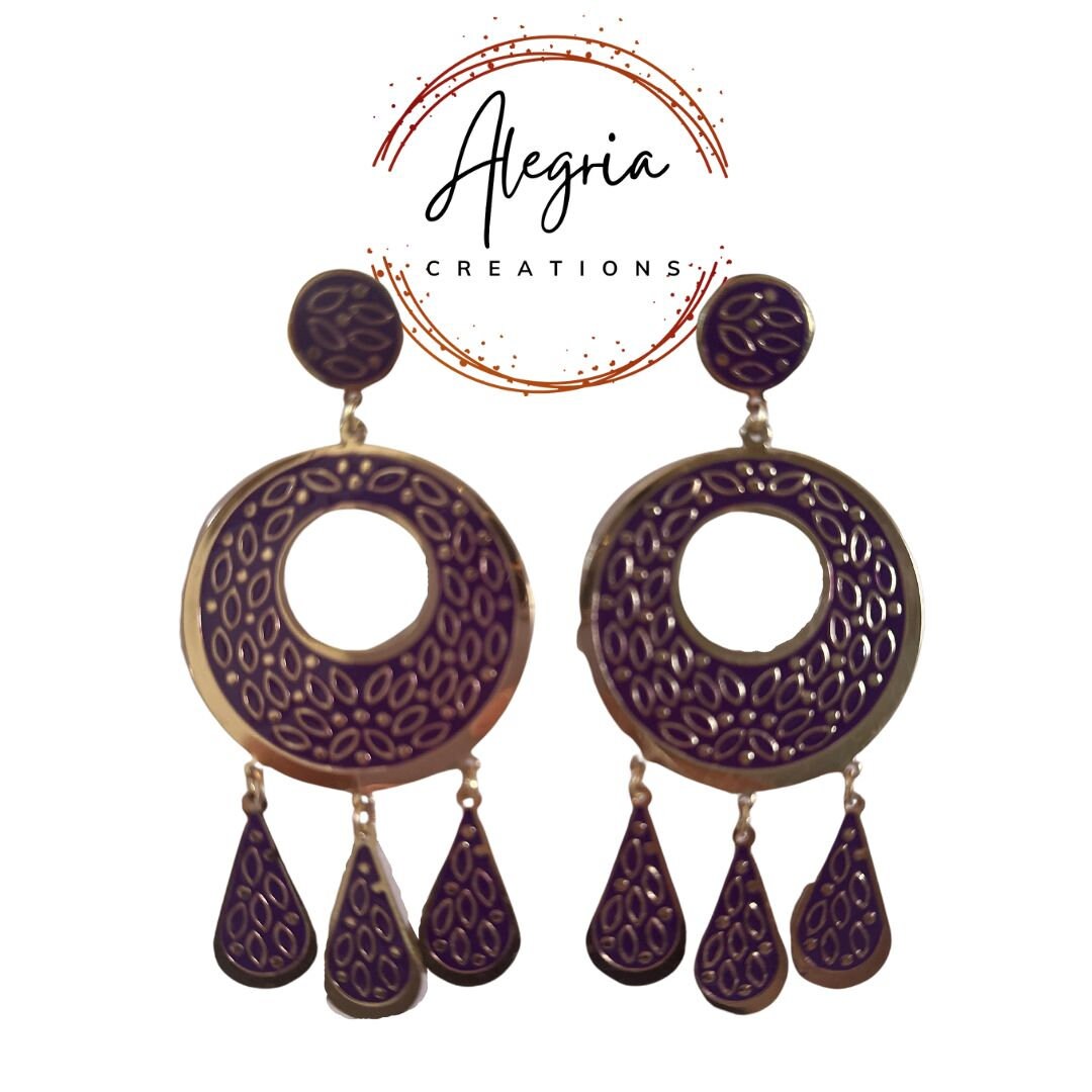 Purple Flamenco Metal Dangle Earrings - Etsy
