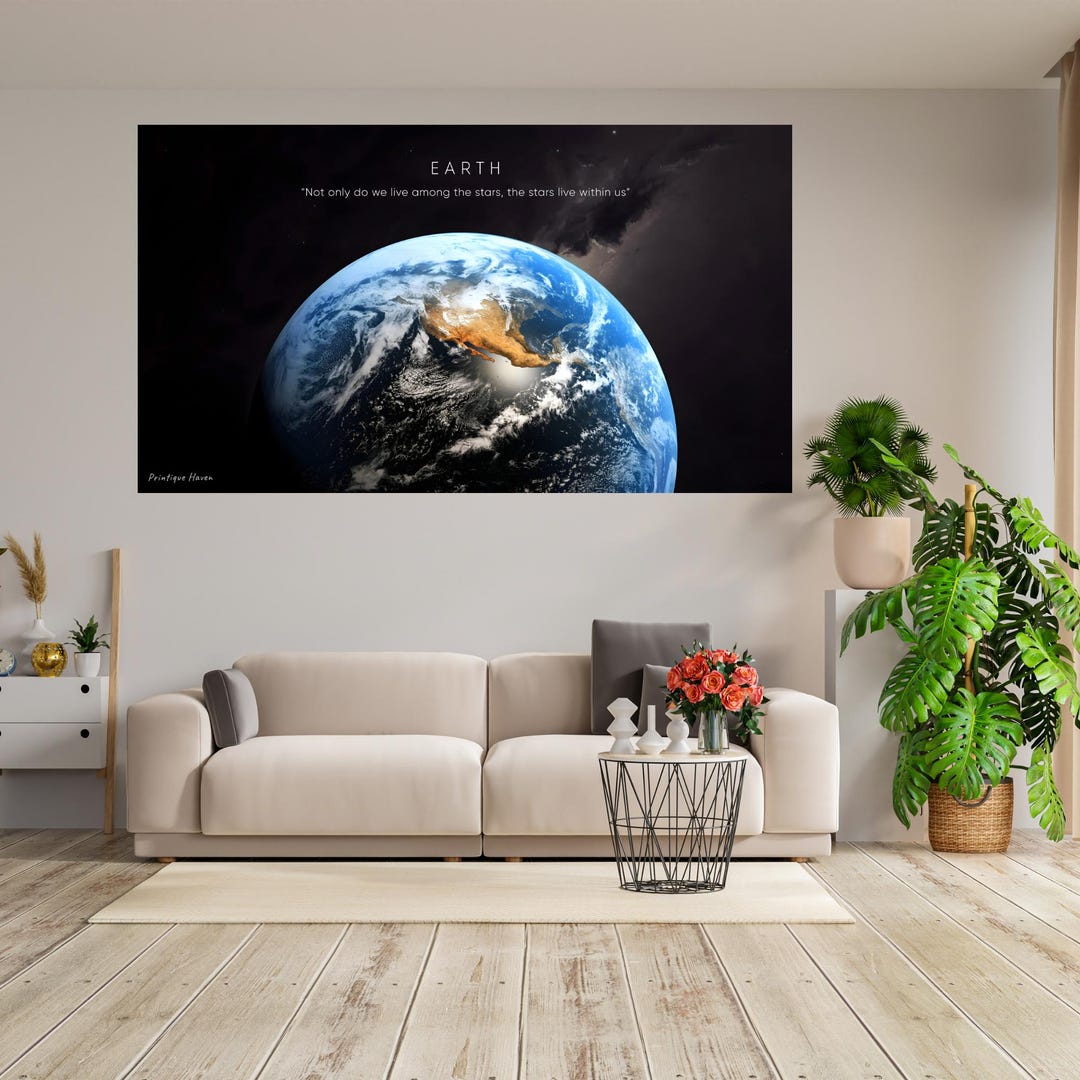 Earth Wall Art Print, Space Wall Art, Earth View Print, Planet Wall Art ...