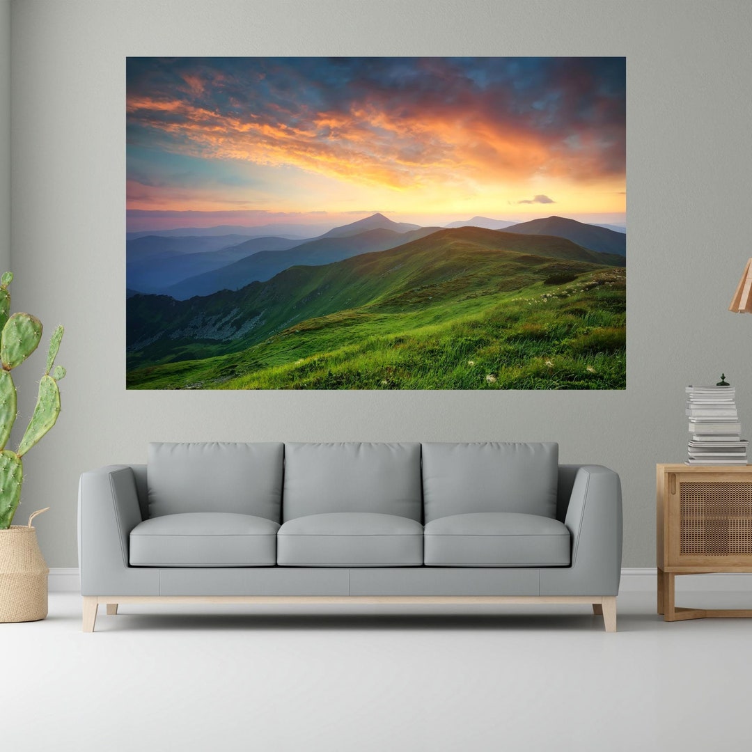 Mountain Sunset Landscape Canvas Print Nature Wall Art Sunset Wall Art ...