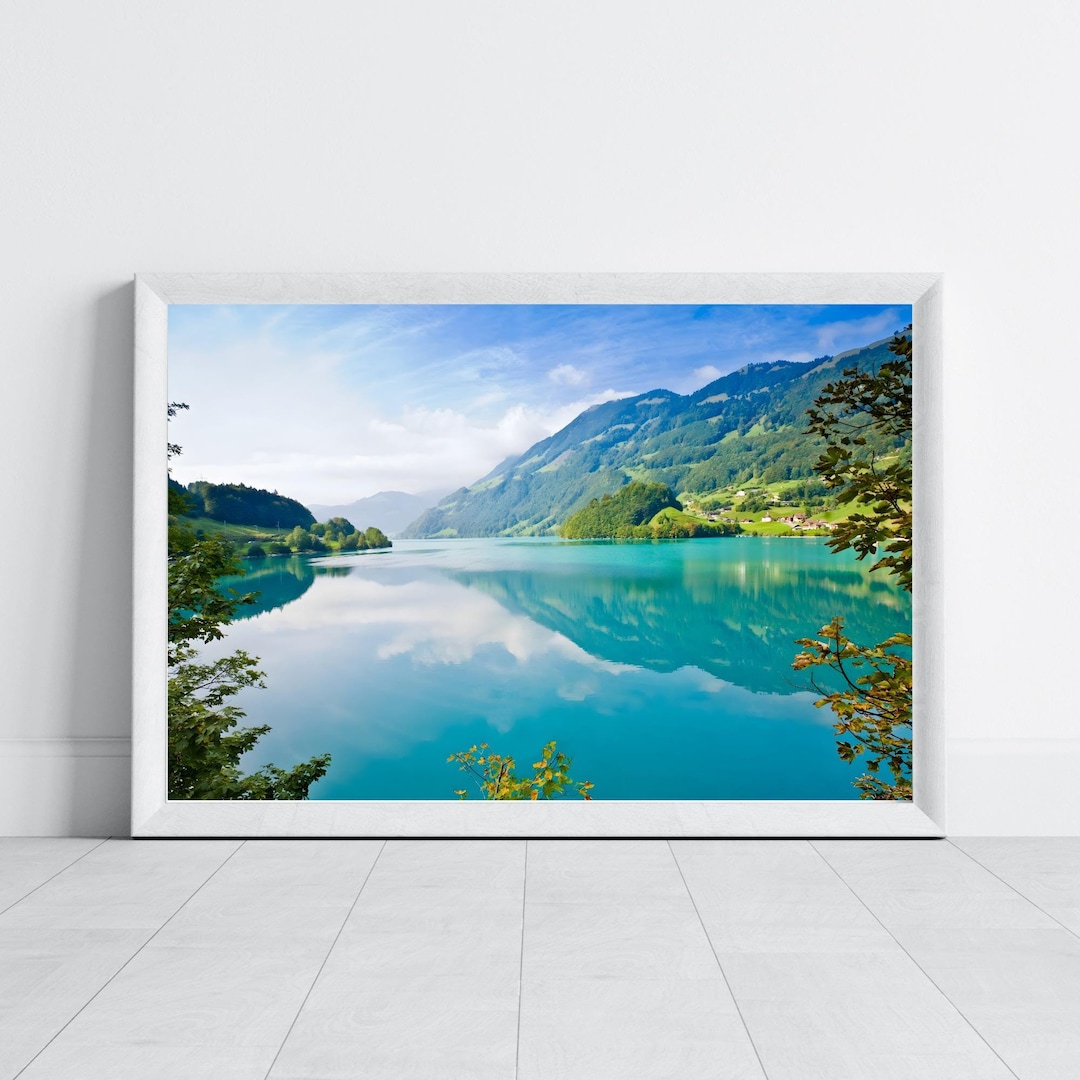 Digital Nature Wall Art Nature Landscape Print Scenic Lake and Mountain ...