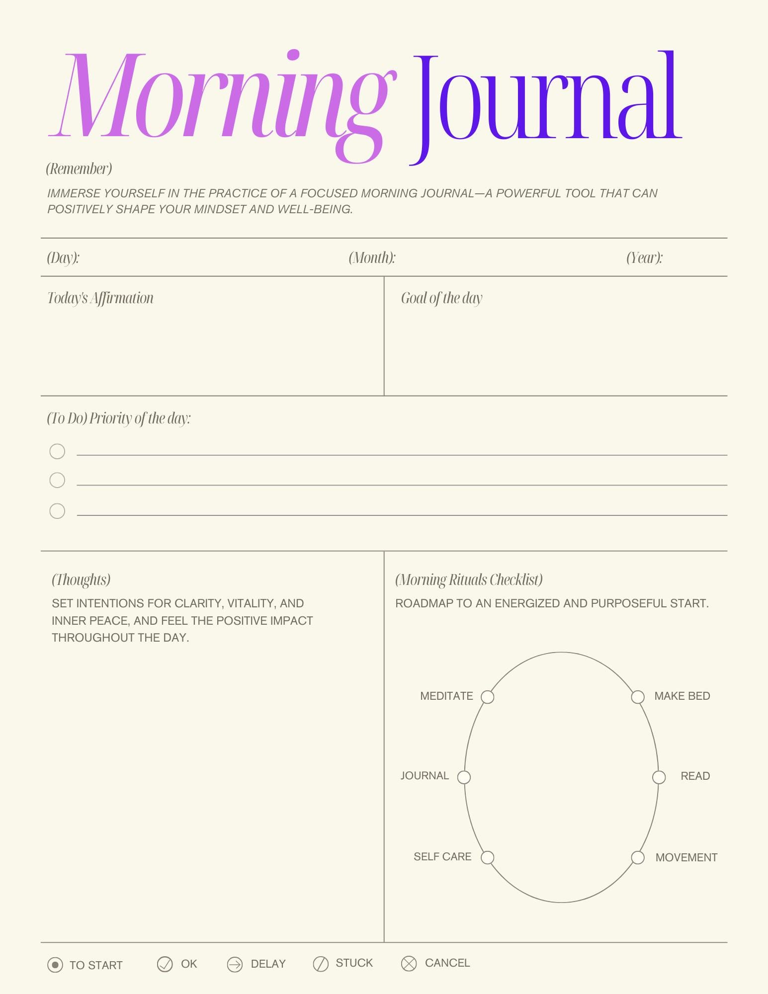 Daily Journal Template - Etsy