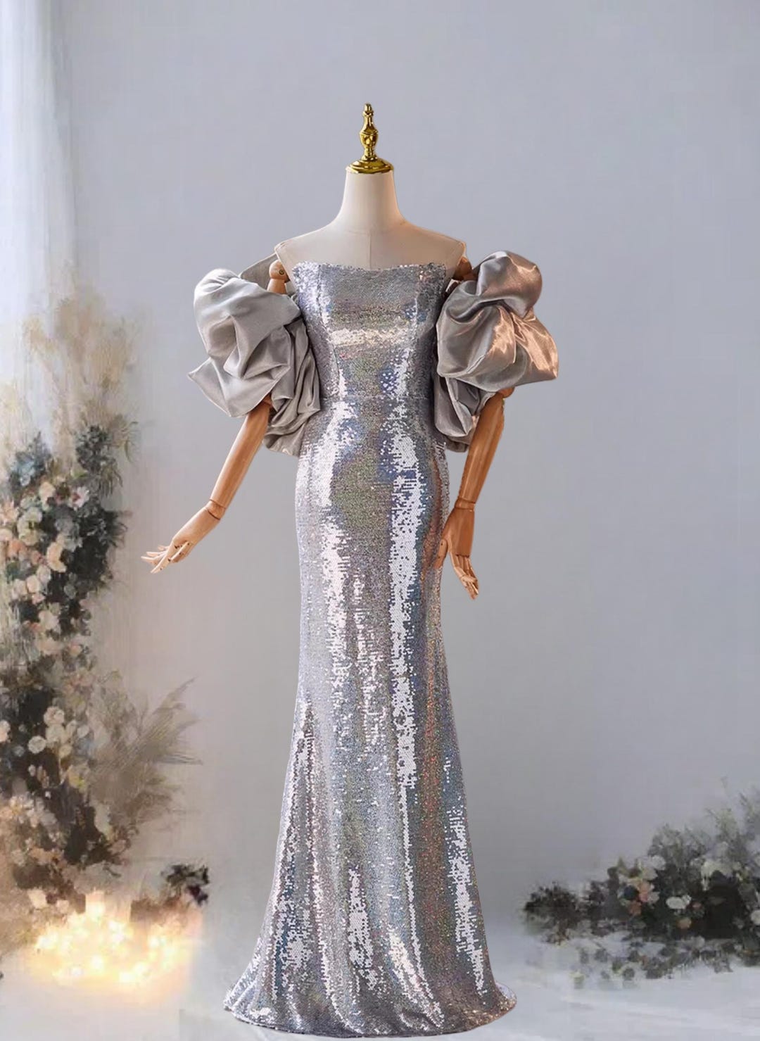 Silver Sequin Prom Dress, Long Mermaid Party Dress, Girl Sparkly ...