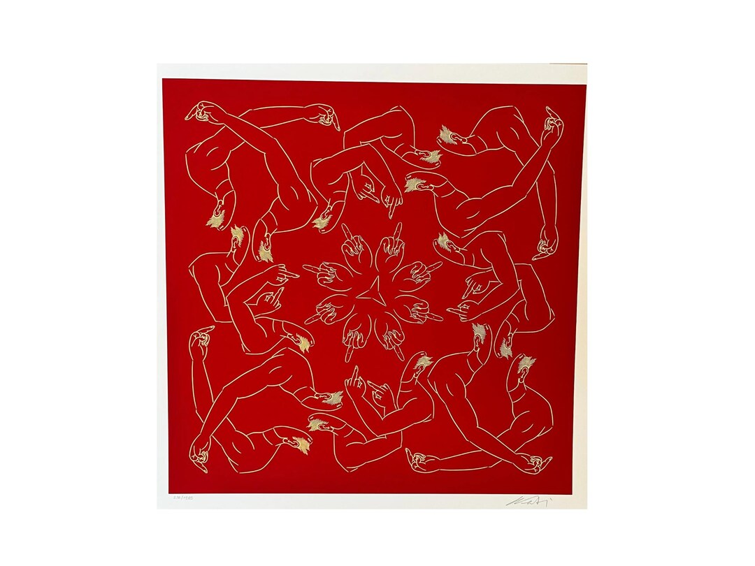 Ai Wei Wei, Middle Finger in Red Lithograph - Etsy