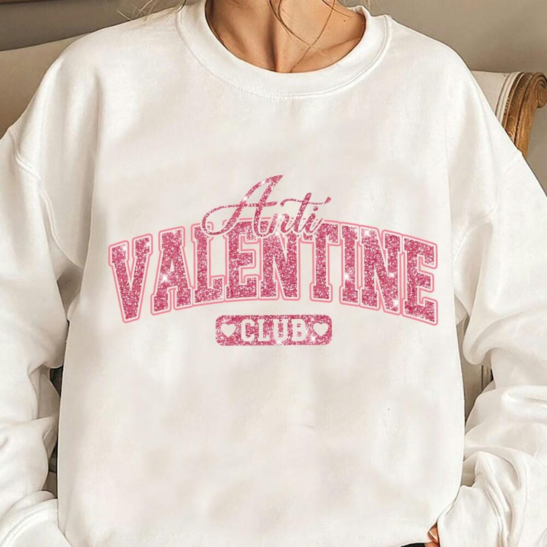 Anti Valentine Club Png, Preppy Glitter Valentine Png, Anti Valentines ...