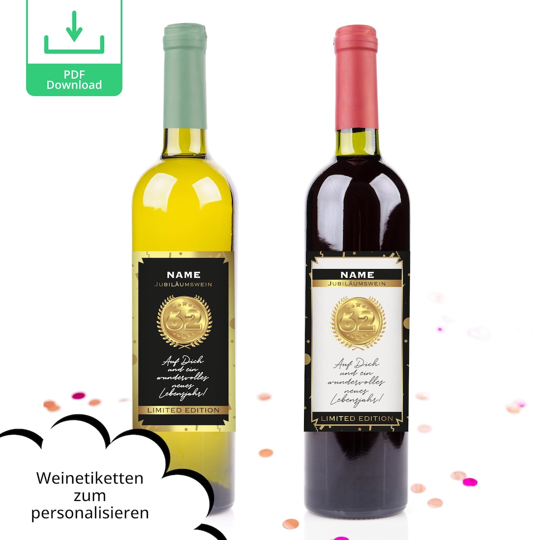 Print Template Wine Label Gift Birthday Personalized | Label Wine ...