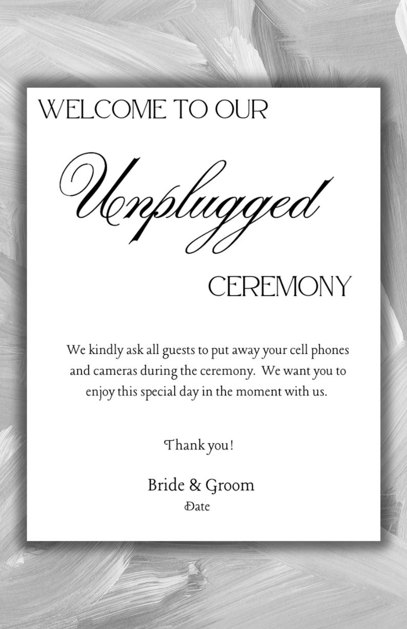 Unplugged Ceremony Sign Customizable - Etsy