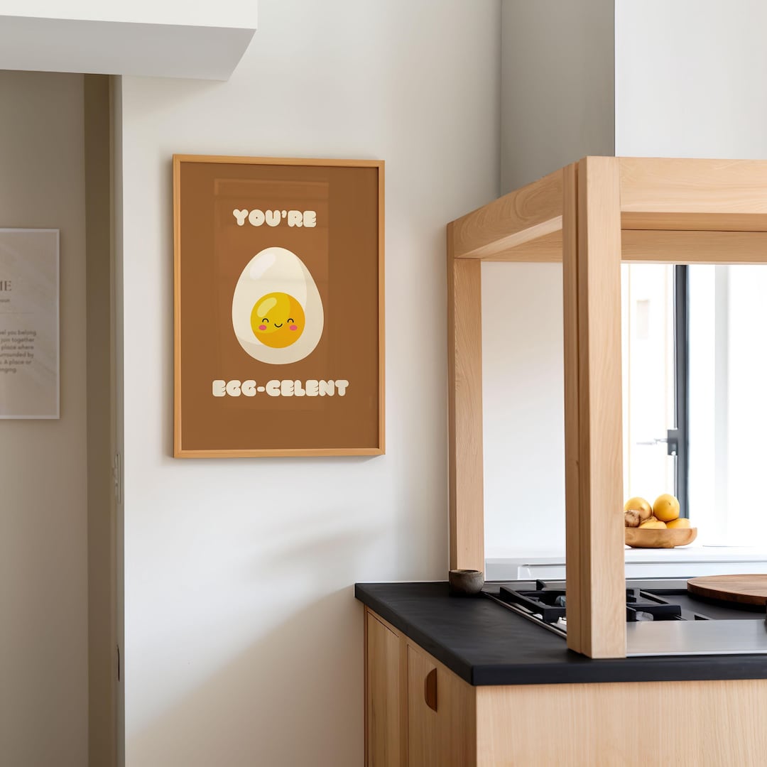 You're Egg-cellent Poster Funny Breakfast Wall Art With Wordplay Print ...