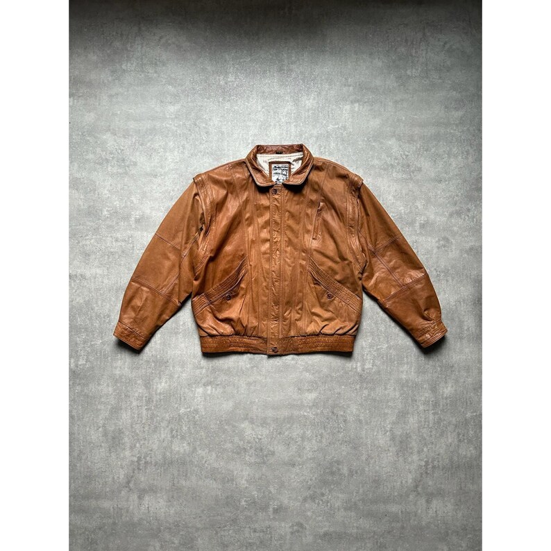 Trapper 2 in 1 Genuine 100% Real Leather Bomber Jacket / Vest Mens Size ...