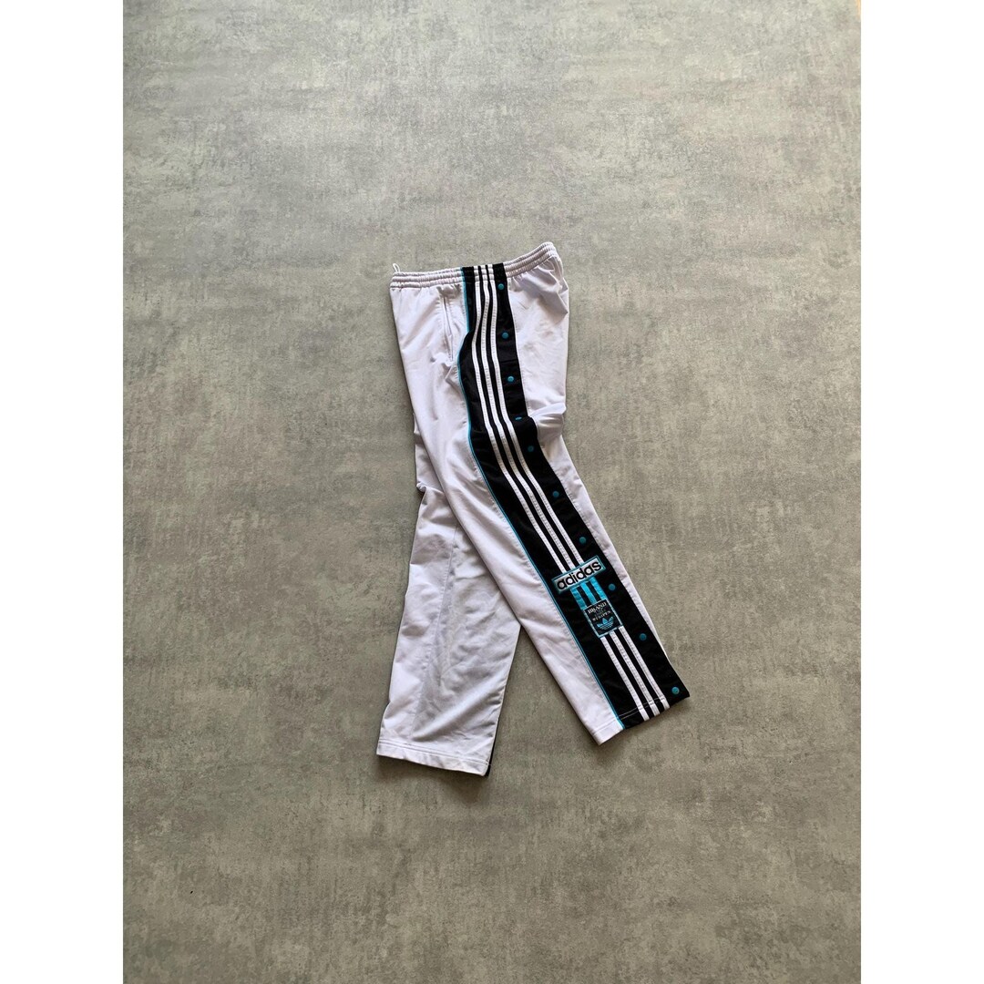 Adidas Full Buttons up Polyester Pant Trousers Mens Size Like M L White ...