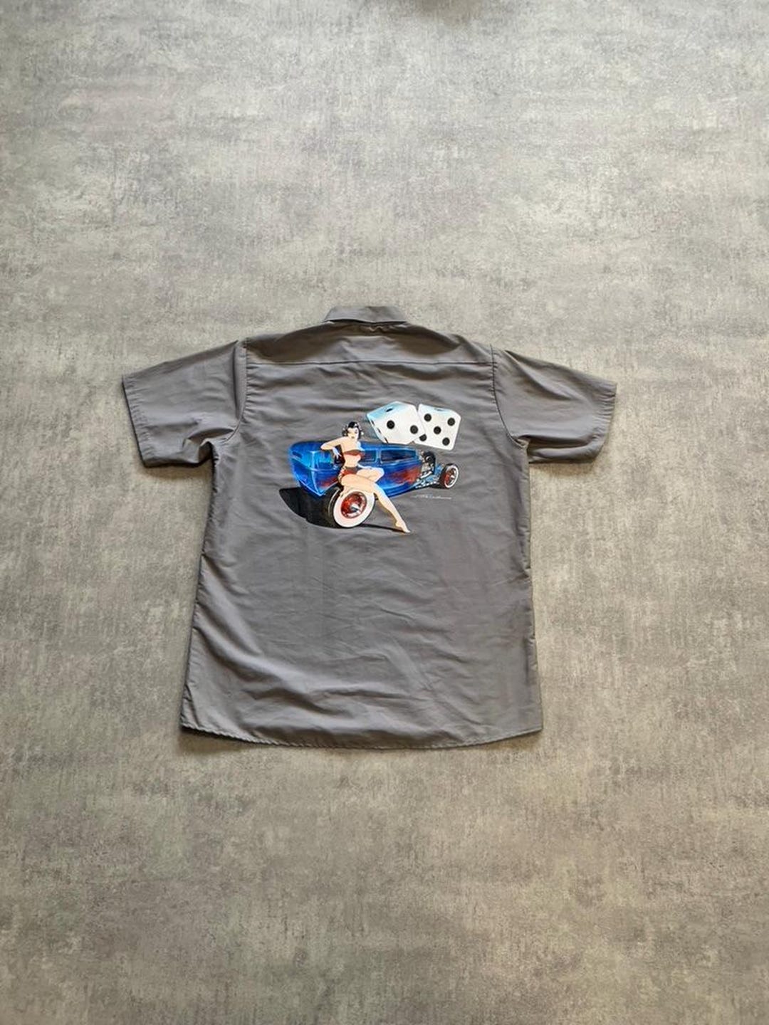 Zombie 98 Women in the Car Hotrod Wear Short Sleeve Full Buttons up ...