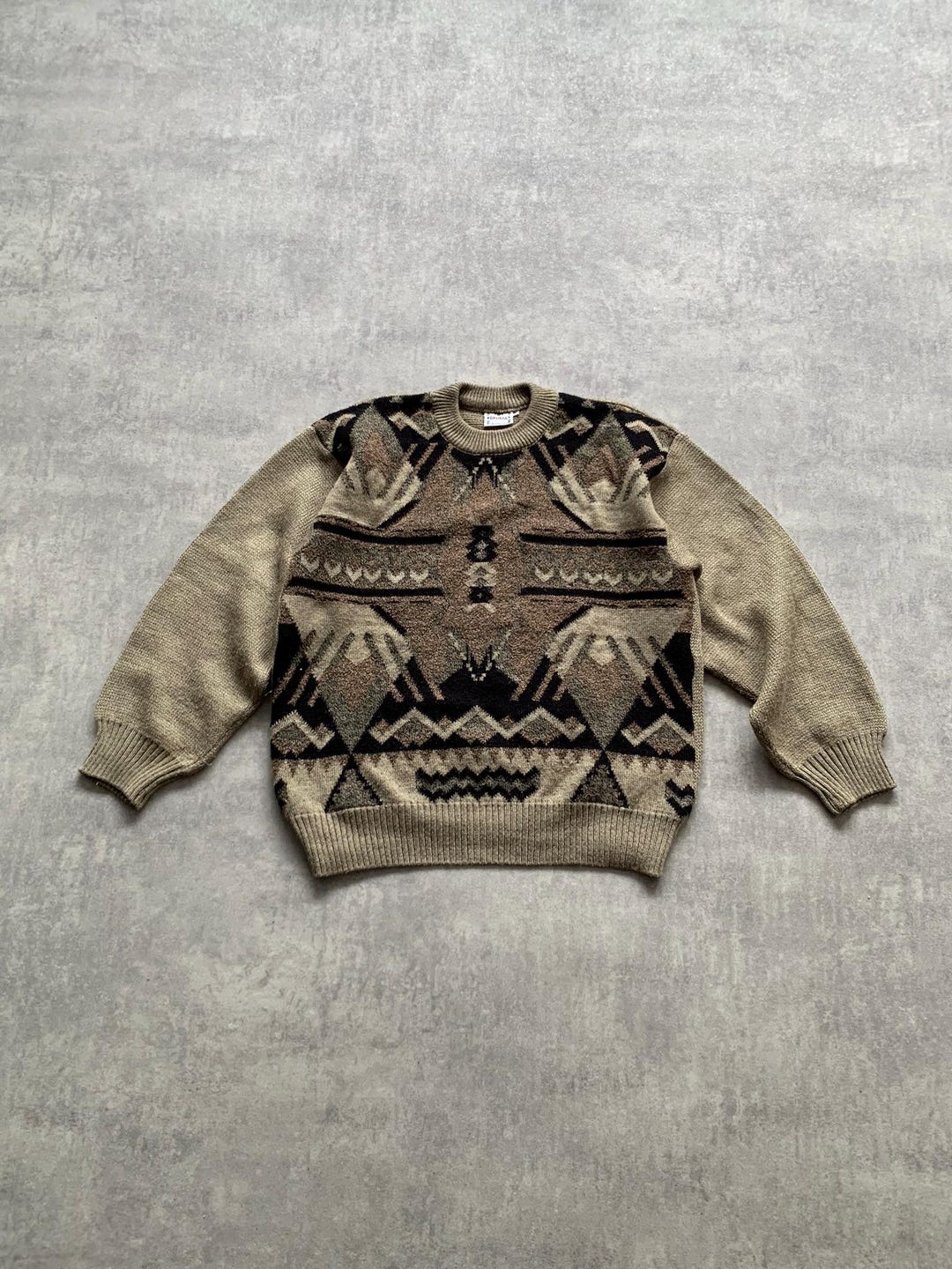 Y2K Vintage Grandpa Pattern Sweater Jumper Mens Size M Brown Retro ...