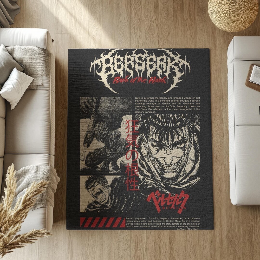 Berserk Anime Area Rug Guts Berserk Anime Gift for Him Gift for Her ...