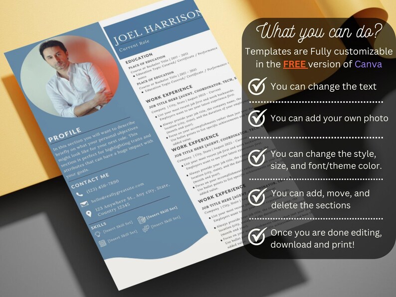 Job-winning Canva Template Resume, Cover Letter, Reference Sheet Easy ...