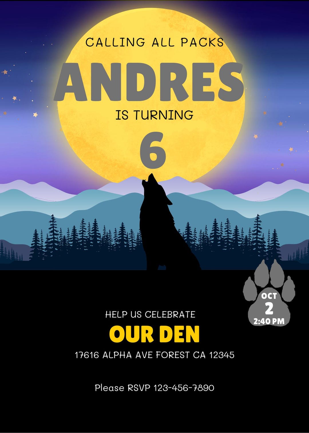 Editable Wolf Birthday Invitation | Forest Animal Birthday | Outdoor ...