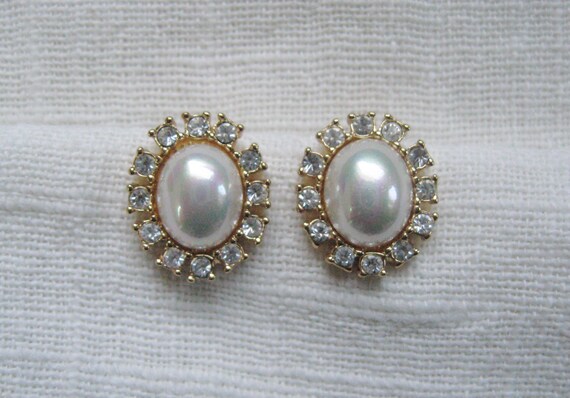 Authentic Christian Dior Earrings Pearl and Rhinestone Vintage Clips Bridal Jewelry Wedding Earrings Etsy